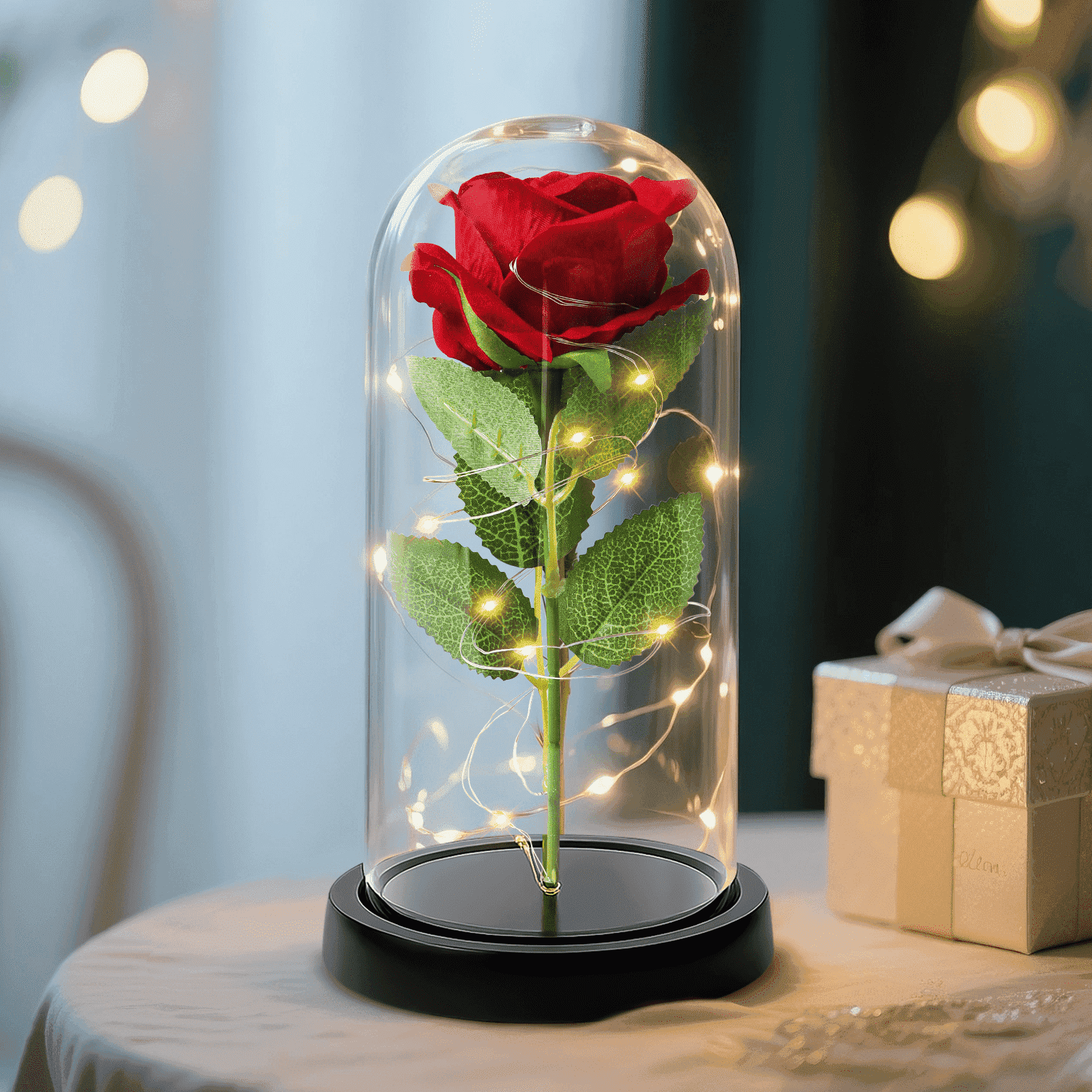 Qoosea Forever Rose Red Roses with LED Lights, Eternal Flowers Flores ...