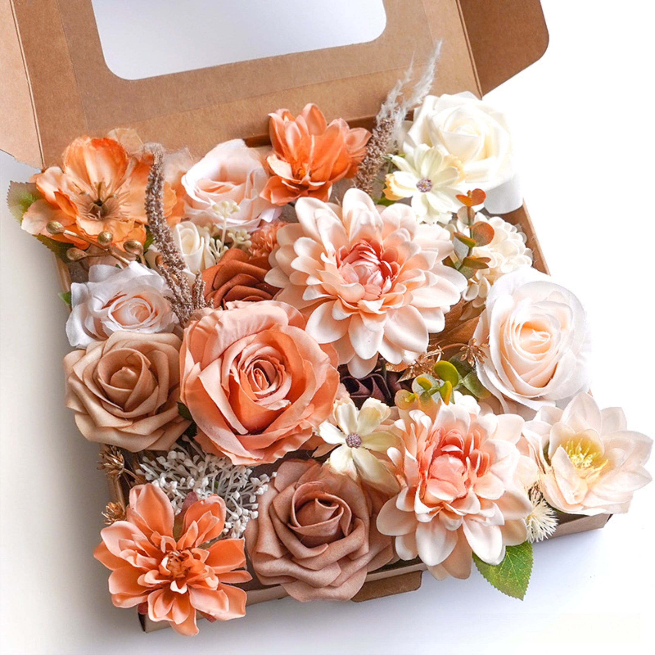 Artificial Flowers Fake Flowers and Fake Green Leaves Combo Box Set for ...