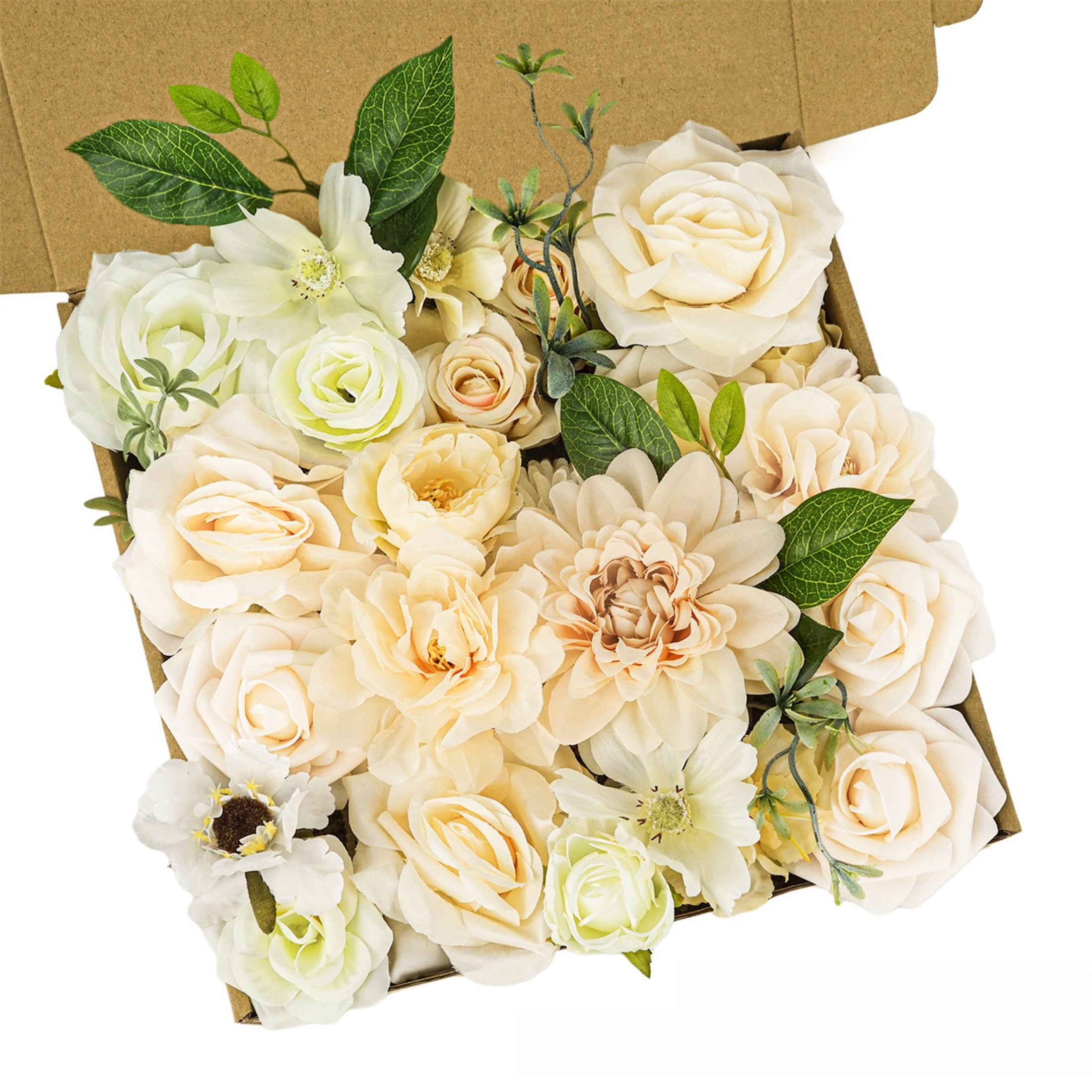 Artificial Flowers Fake Flowers and Fake Green Leaves Combo Box Set for ...