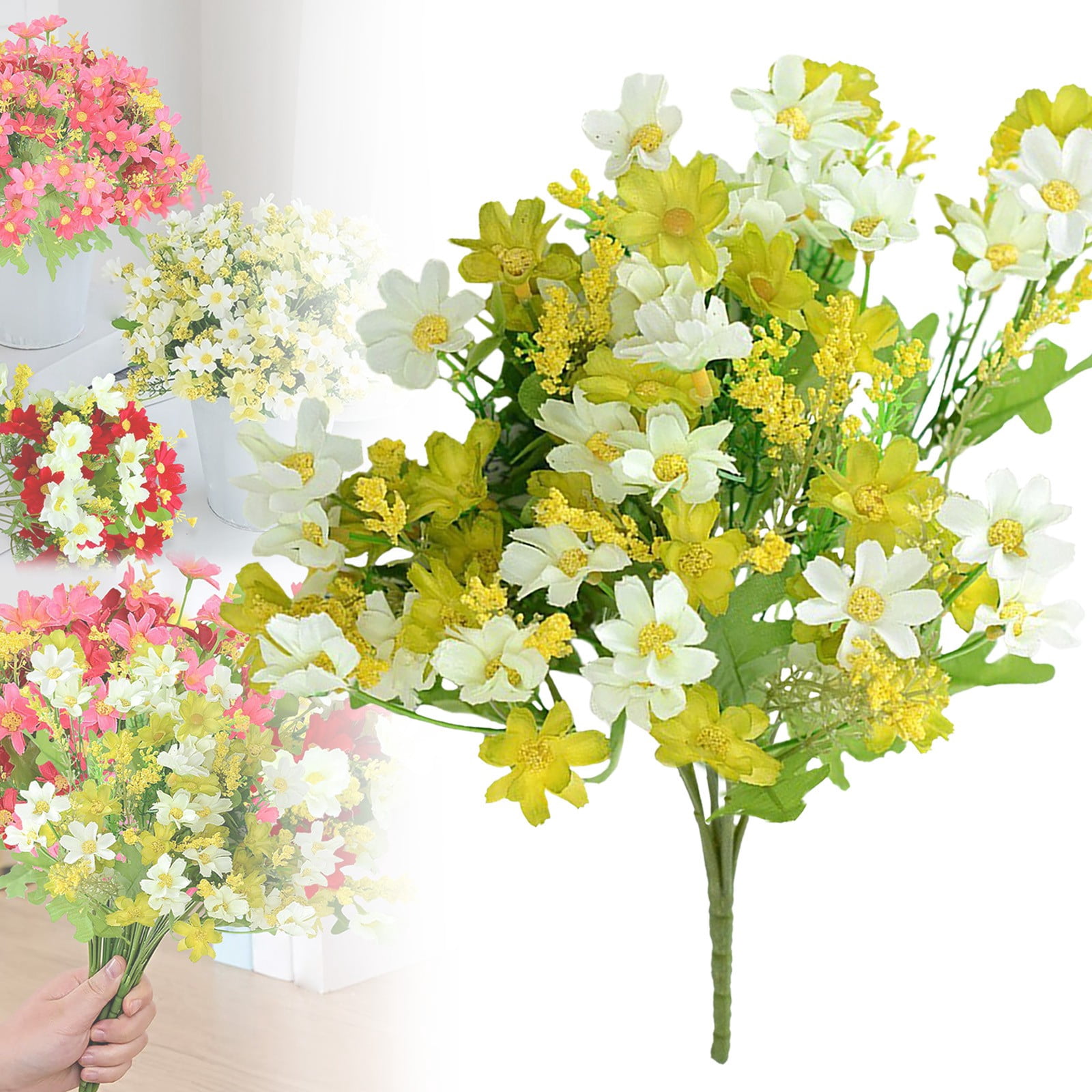 Artificial Flowers,Fake Flowers, Silk Faux Flowers Daisies Colorful ...