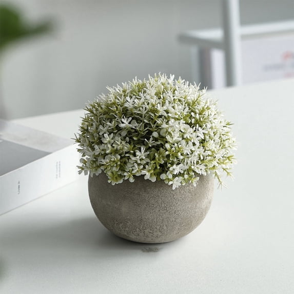 Artificial Flowers Fake Plants Ceramic Pot Table Centerpiece - Plastic ...