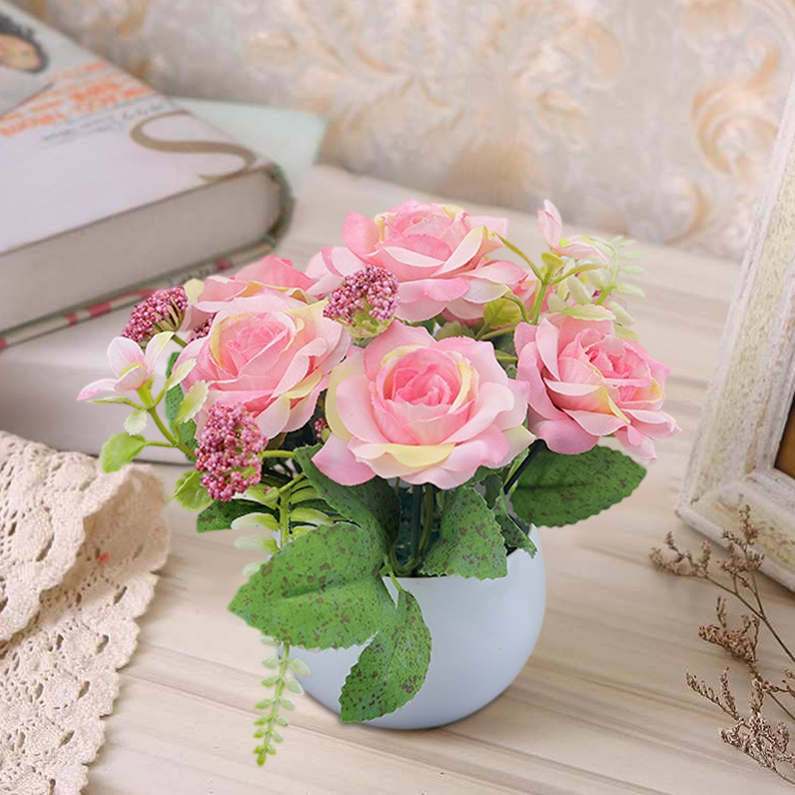 Artificial Flowers,Fake Plastic Bouquet Dried Floral Arrangement ...