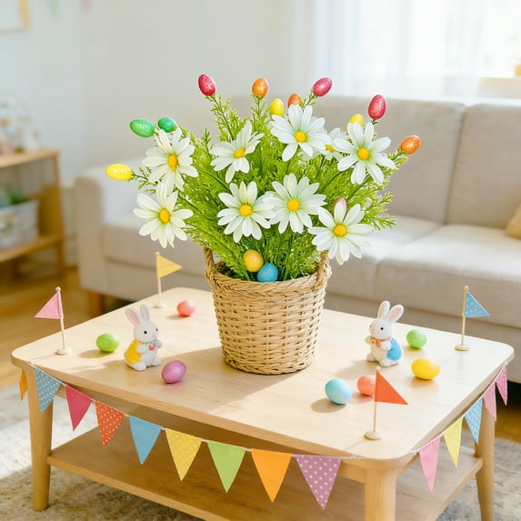 Artificial Flowers,Five Easter Daisies Easter Eggs Bunches Easter ...