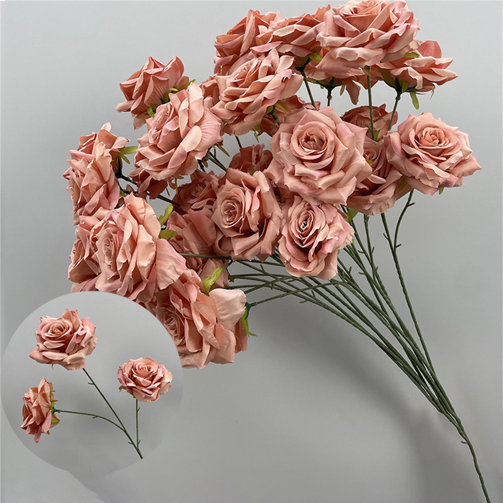 Artificial Flowers,Flower Bouquet,3 Head Rose Artificial Flowers ...