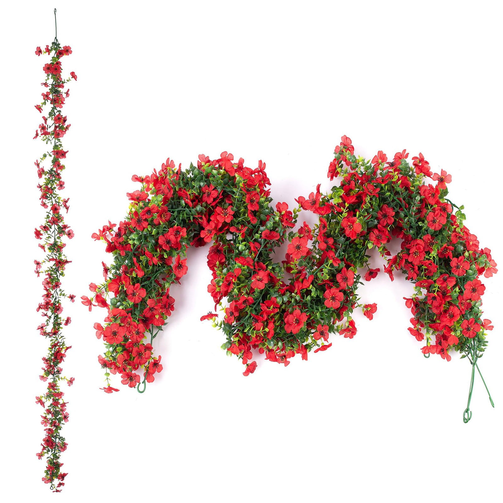Artificial Flowers Garland 5.9 FT 1 Pc Red Floral Vine for Home Garden ...