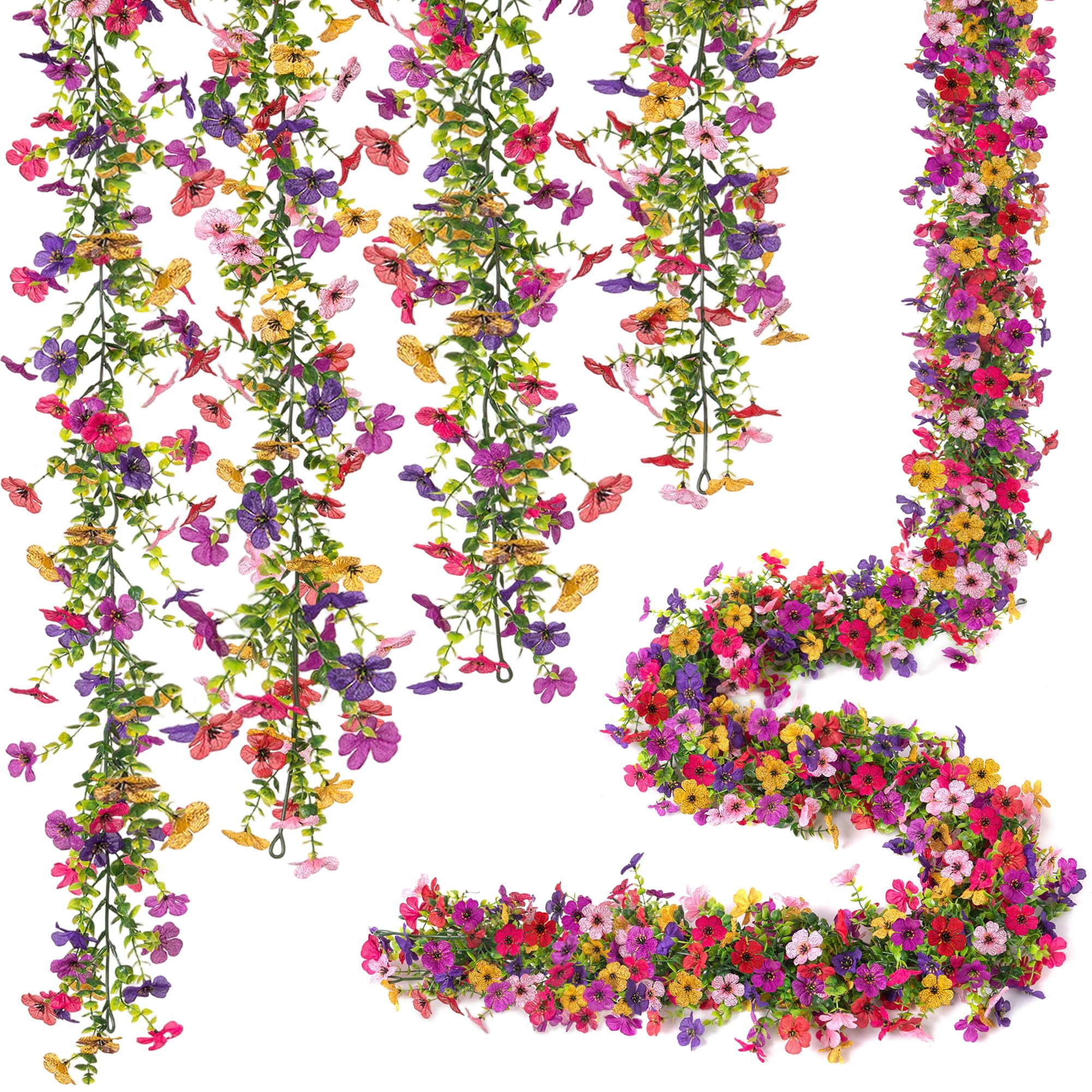 Artificial Flowers Garland Ivy 4 Pack 5.9 Ft A-mixed Color Home Garden ...