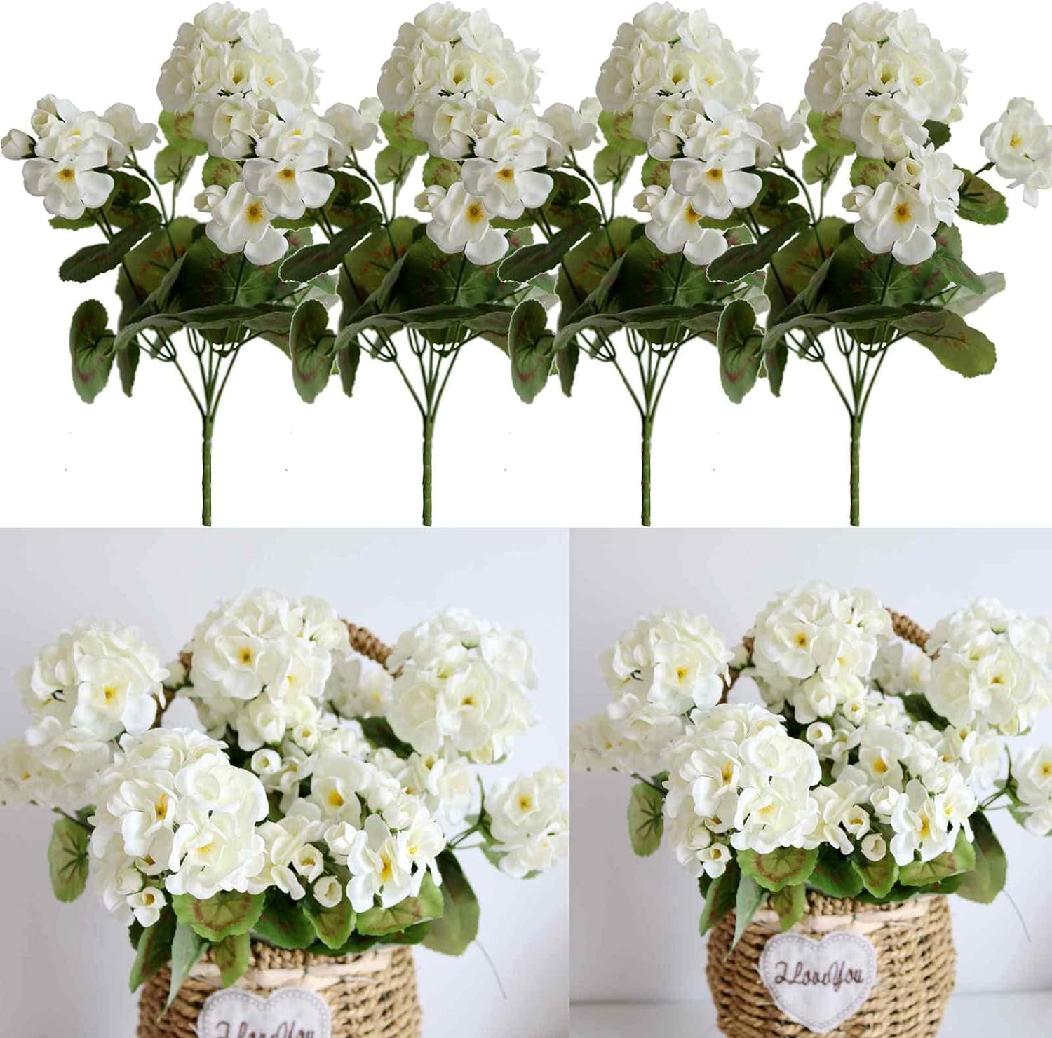 Artificial Flowers Geranium Bush Begonia Silk Flowers for Outdoor ...