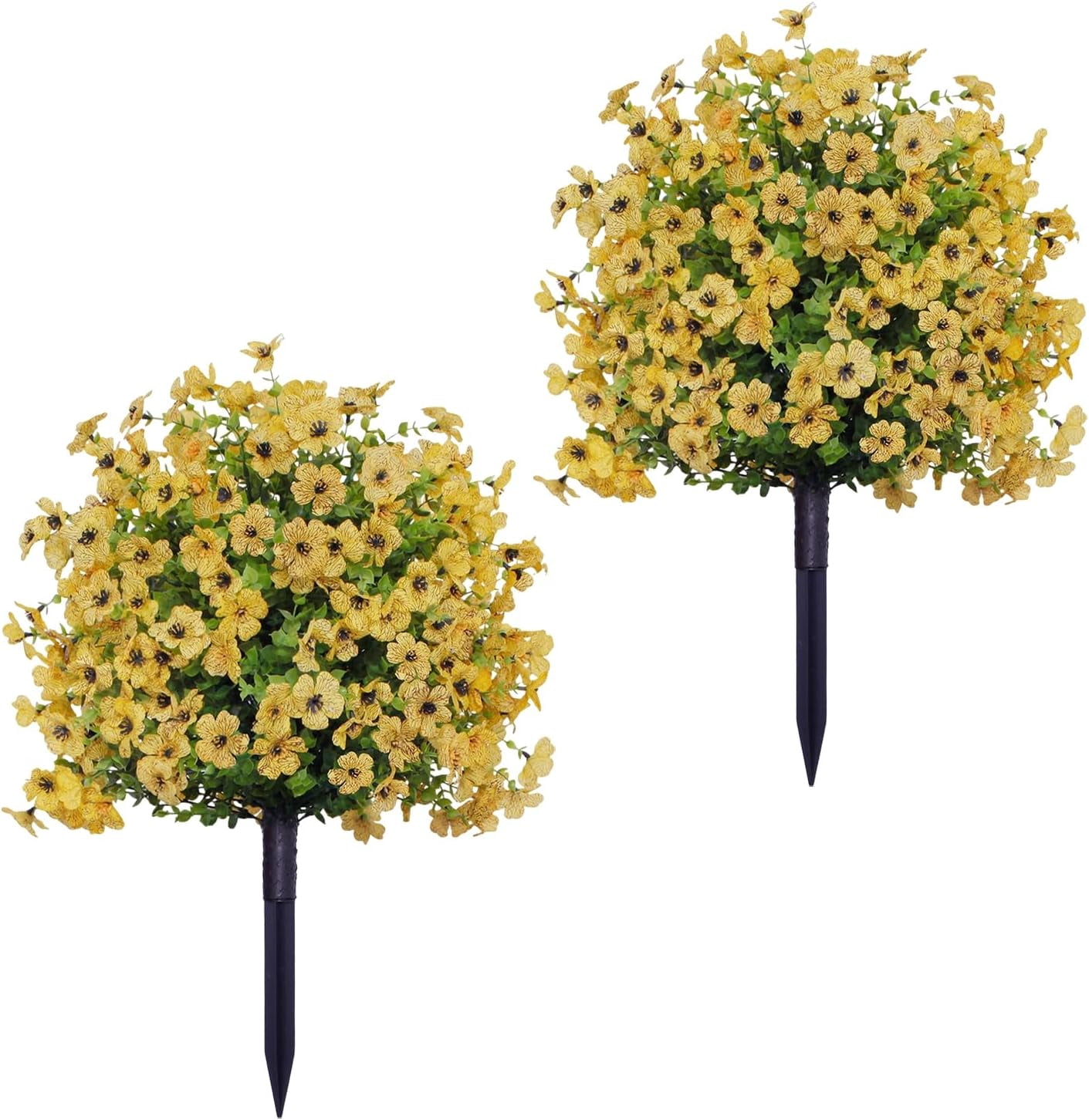 Artificial Flowers with Ground Spikes,Garden Stake Faux Greenery Shrubs ...