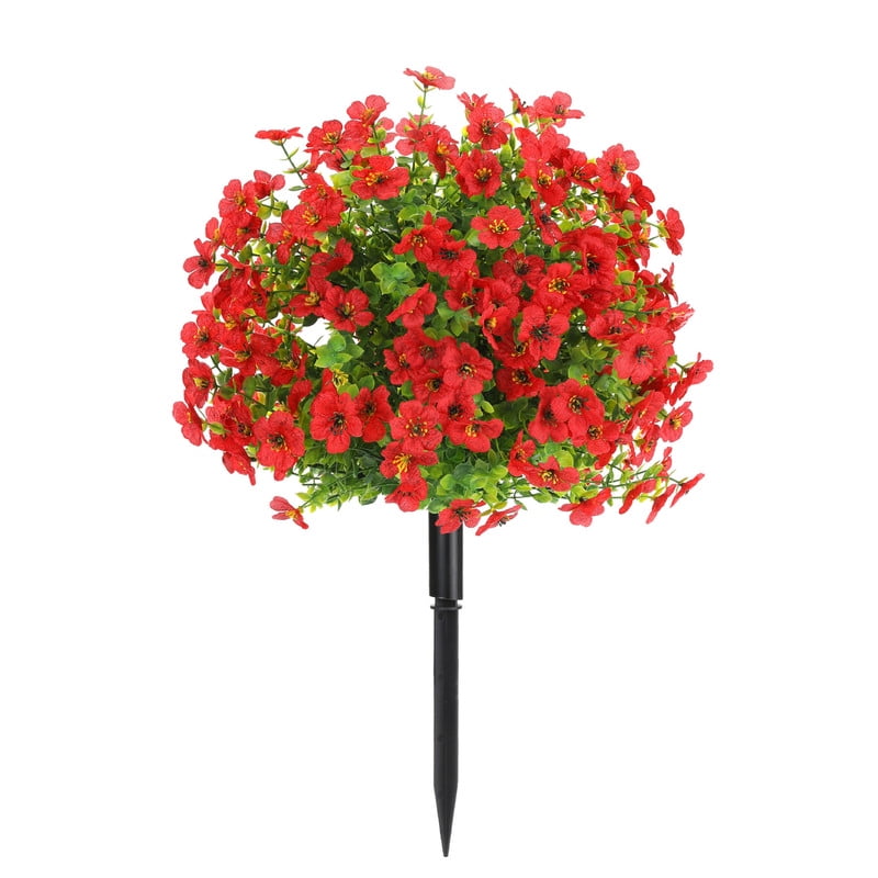 Artificial Flowers with Ground Spikes, Garden Stake Faux Greenery ...