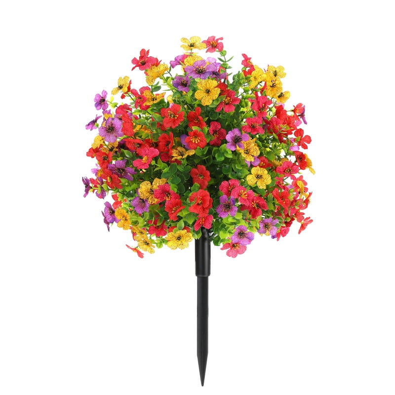 Artificial Flowers with Ground Spikes, Garden Stake Faux Greenery ...