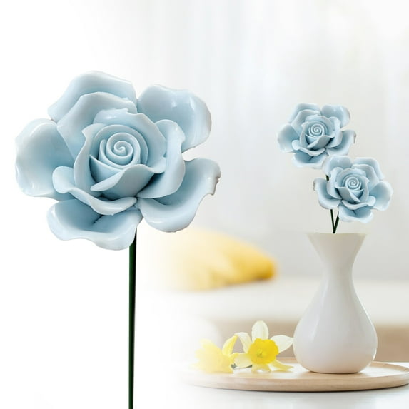 Artificial Flowers,Handmade Ceramic Roses Set Of 6 Realistic Decorative ...