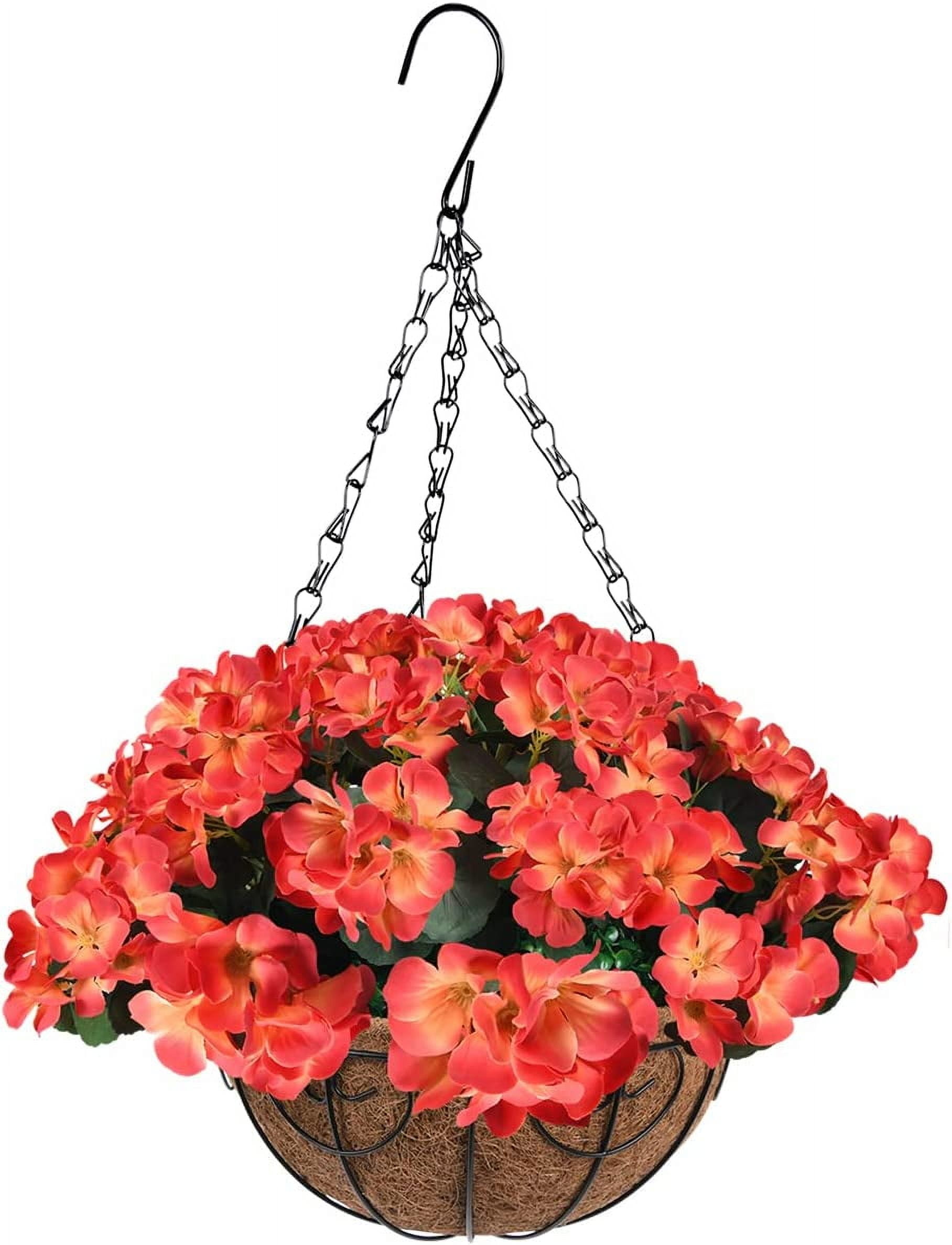 Artificial Flowers Hanging Basket for Outdoor Indoor Decor,Faux Silk ...