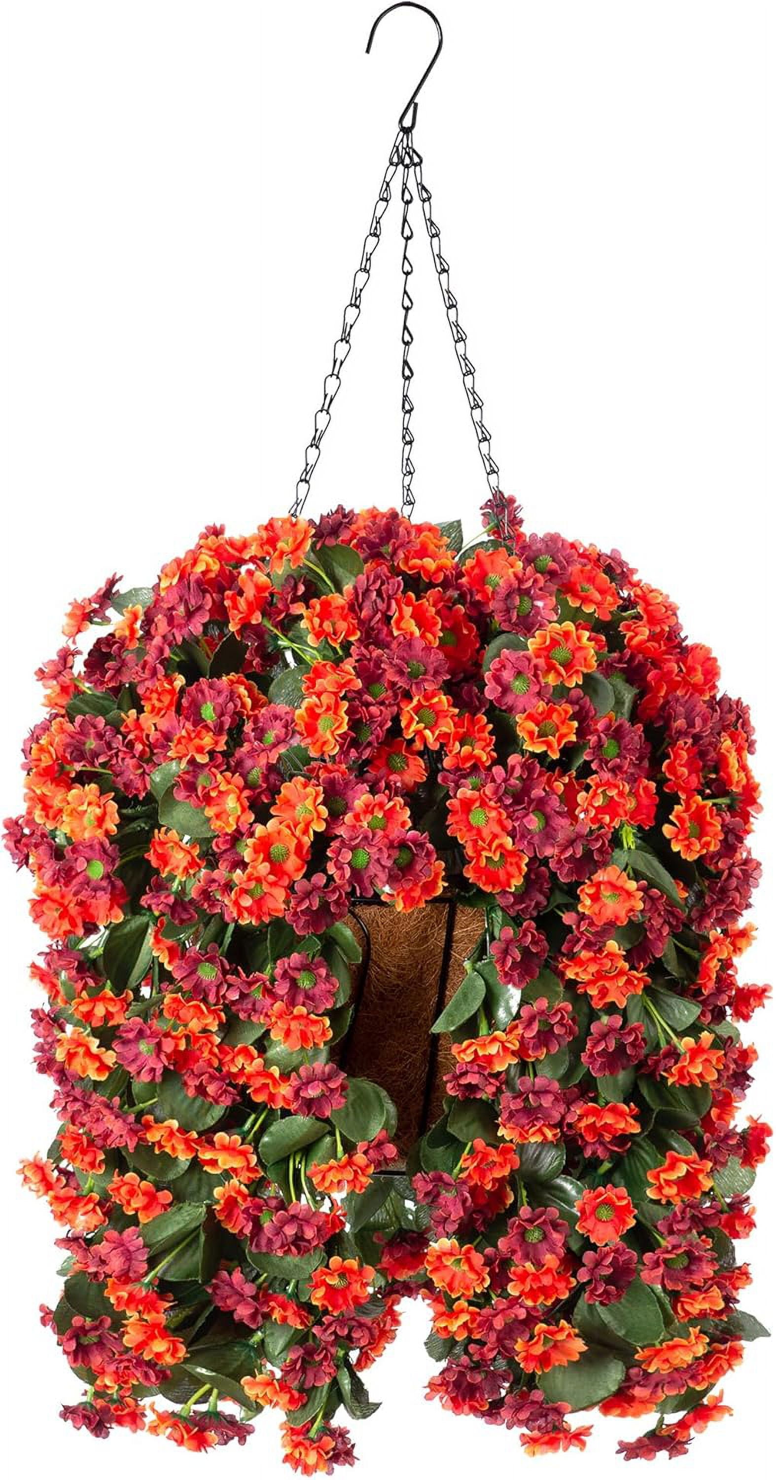 Artificial Flowers in Hanging Basket for Outdoors Indoors Decor ...