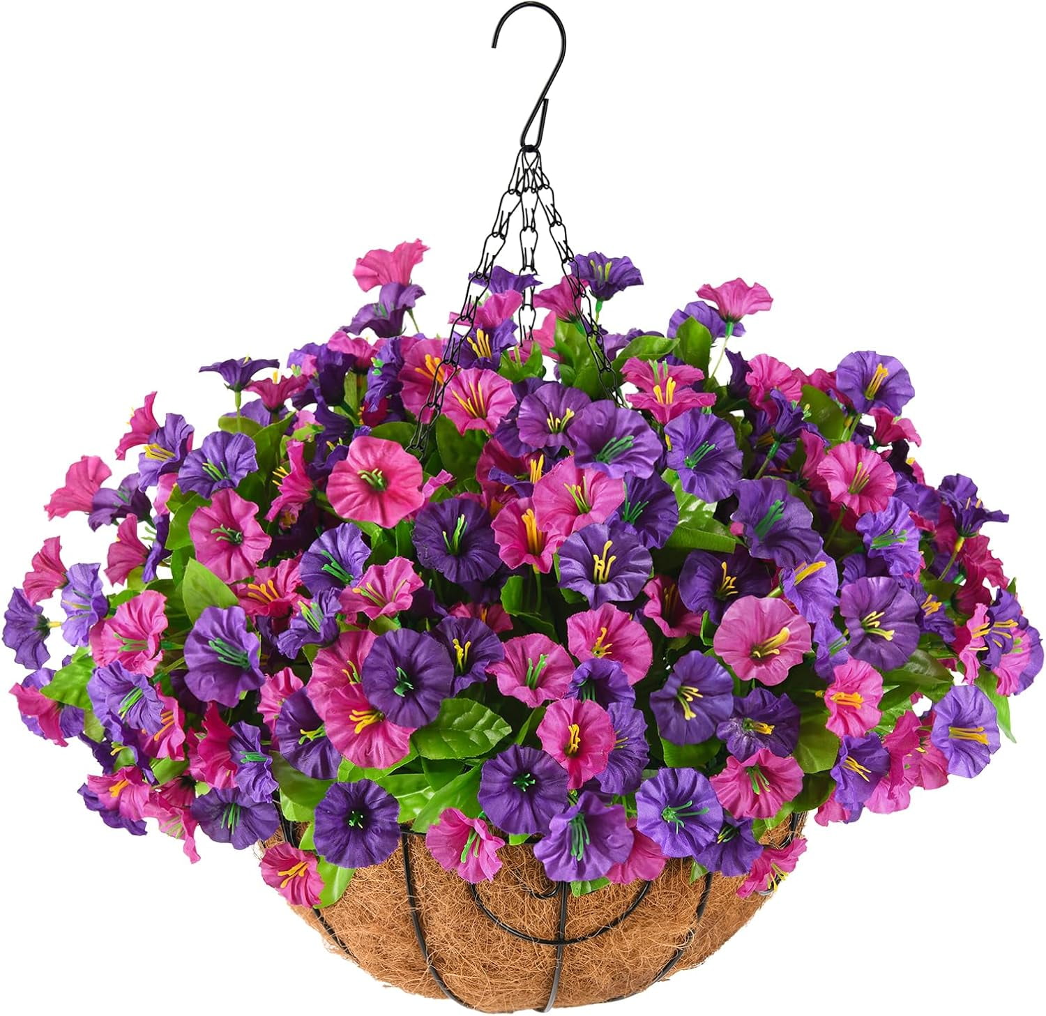 Artificial Flowers Hanging Baskets, 7 Bundles Morning Glory Outdoor ...