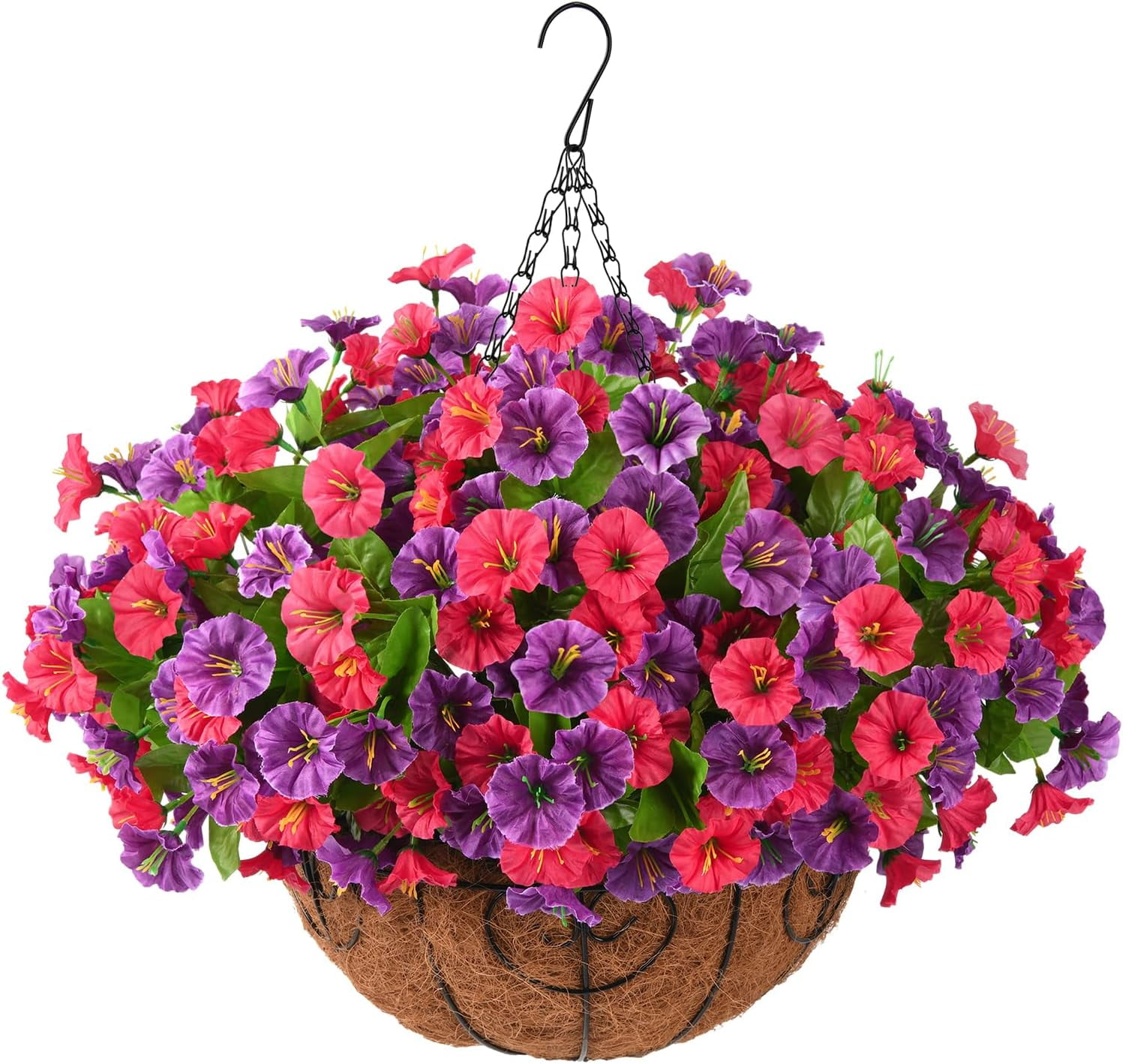 Artificial Flowers Hanging Baskets, 7 Bundles Morning Glory Outdoor ...