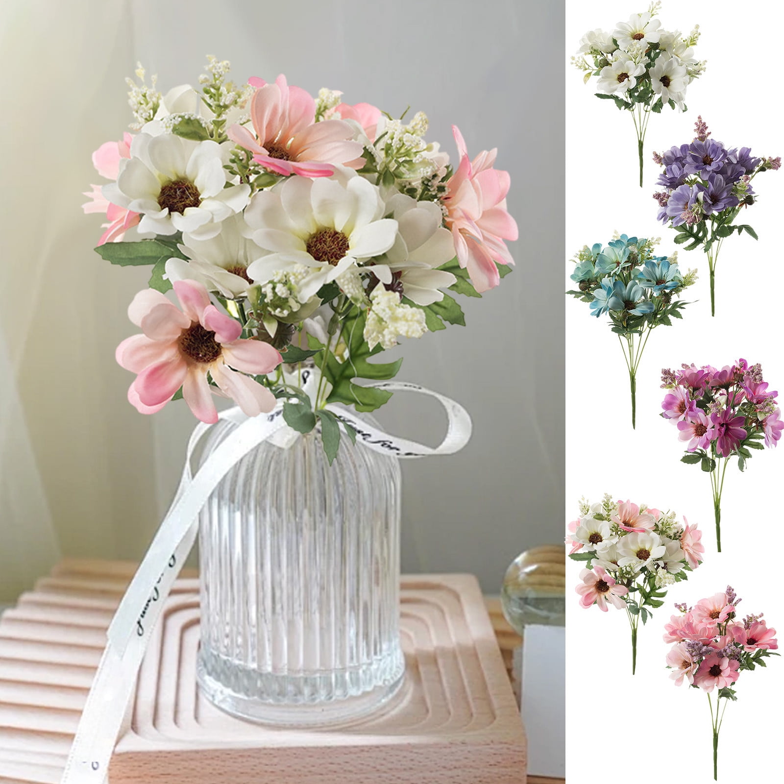 Artificial Flowers High Grade Plastic Fake Flowers Multicolor Realistic ...