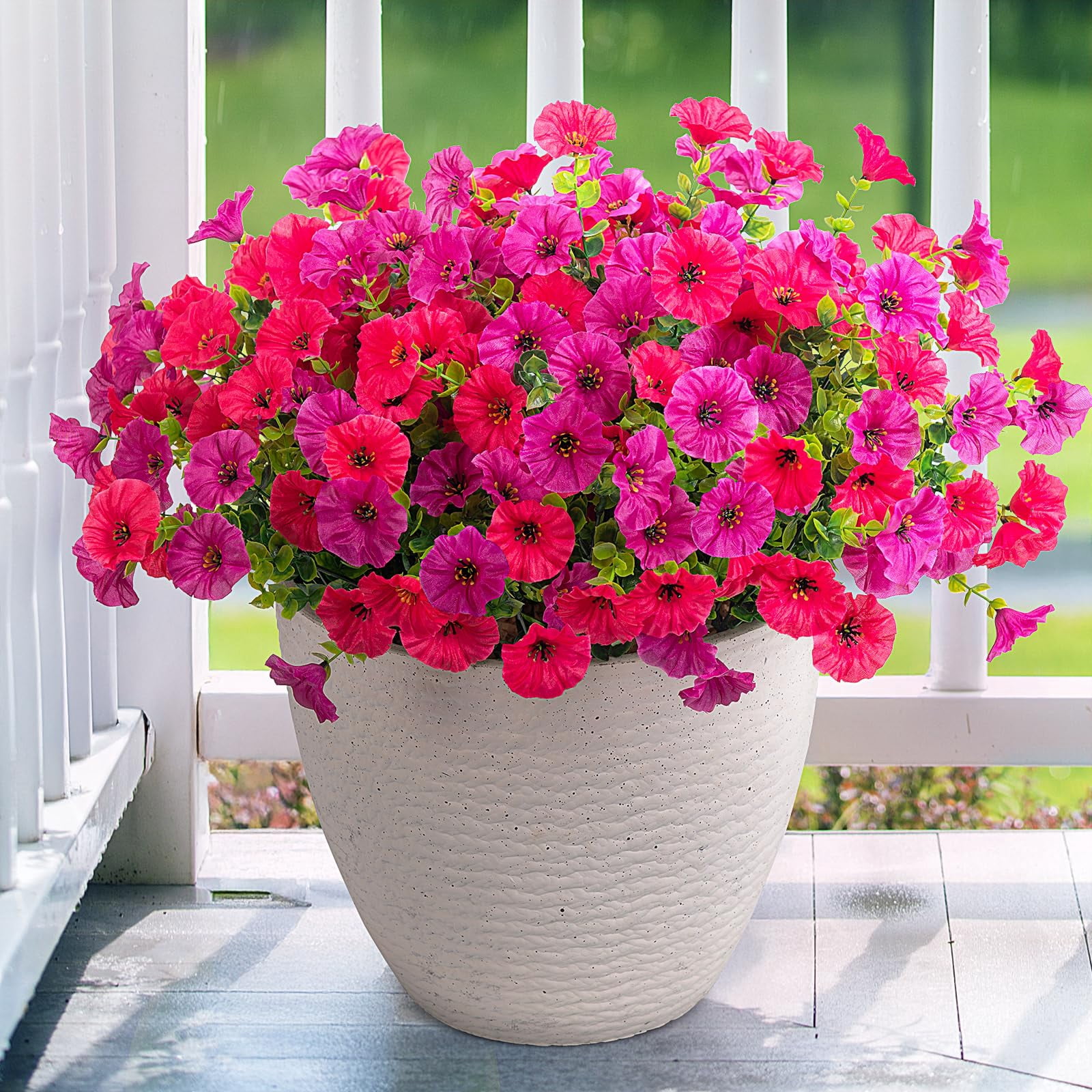Artificial Flowers Hot Pink Purple Silk Plastic Morning Glory ...
