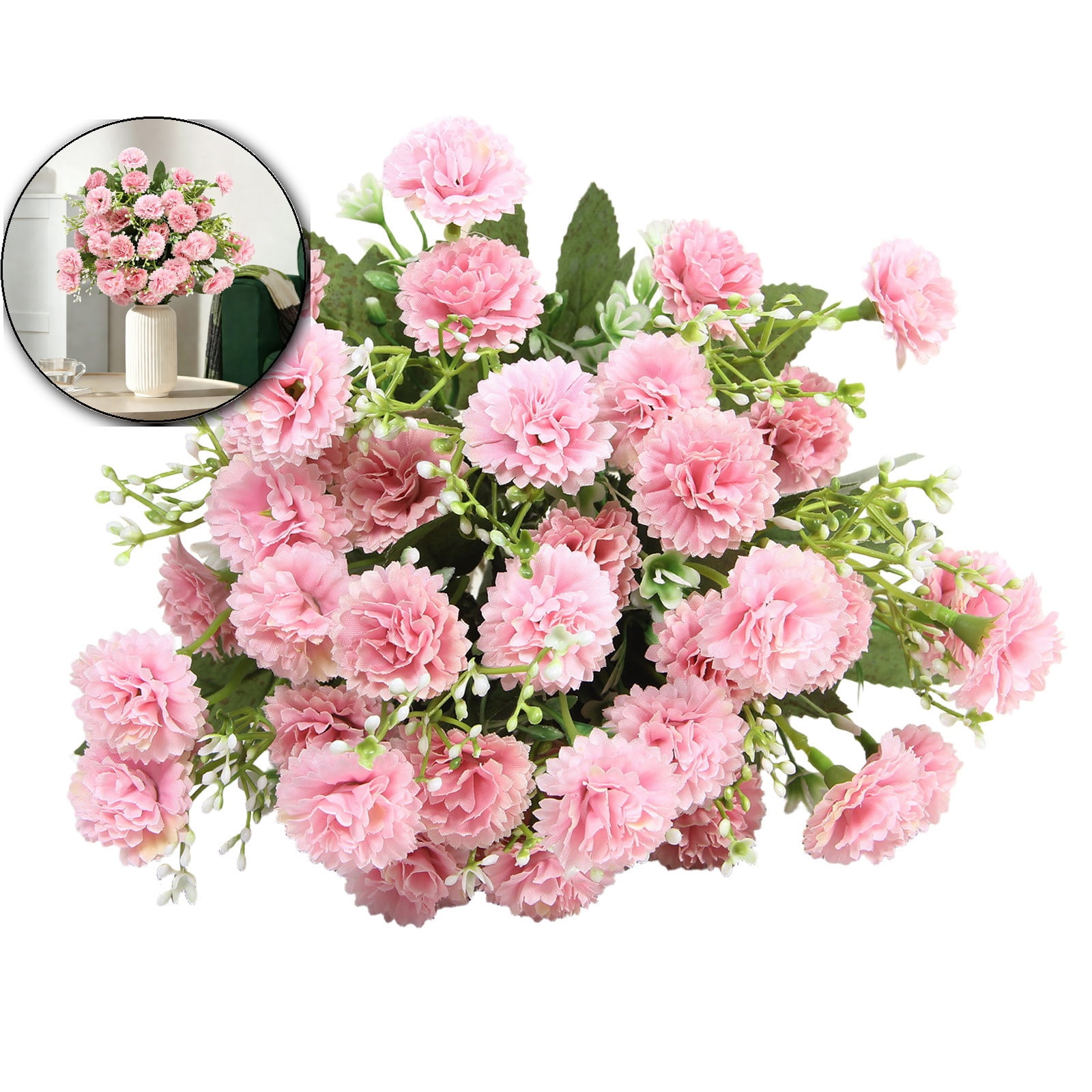 Artificial Flowers Life-like Faux Carnation Silk Flowers with Stem and ...