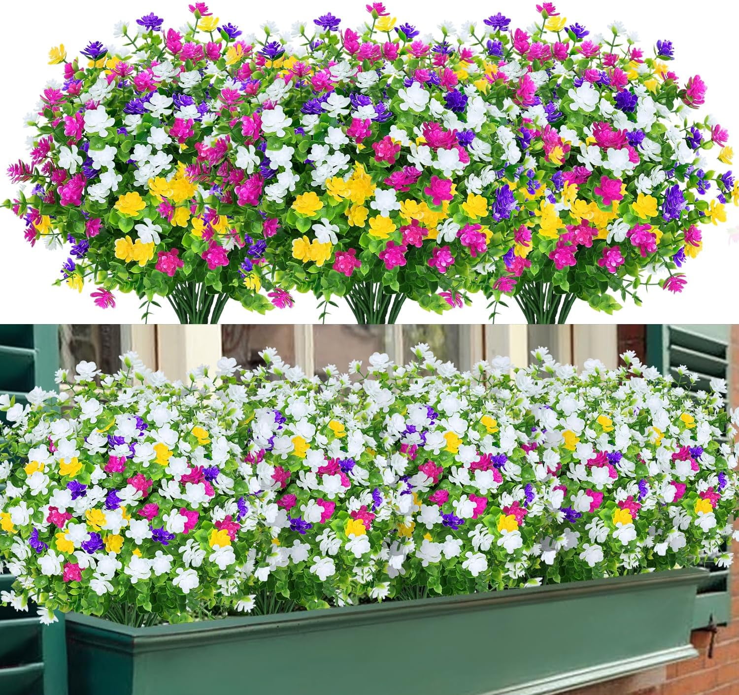 Artificial Flowers Lifelike No Fade UV Resistant Fake Plastic Flowers ...