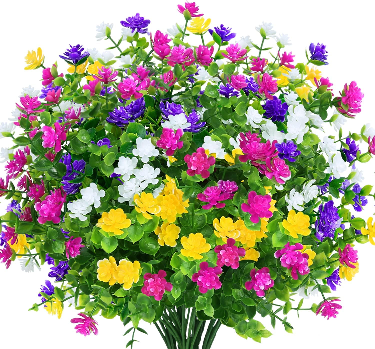 Artificial Flowers Lifelike No Fade UV Resistant Fake Plastic Flowers ...