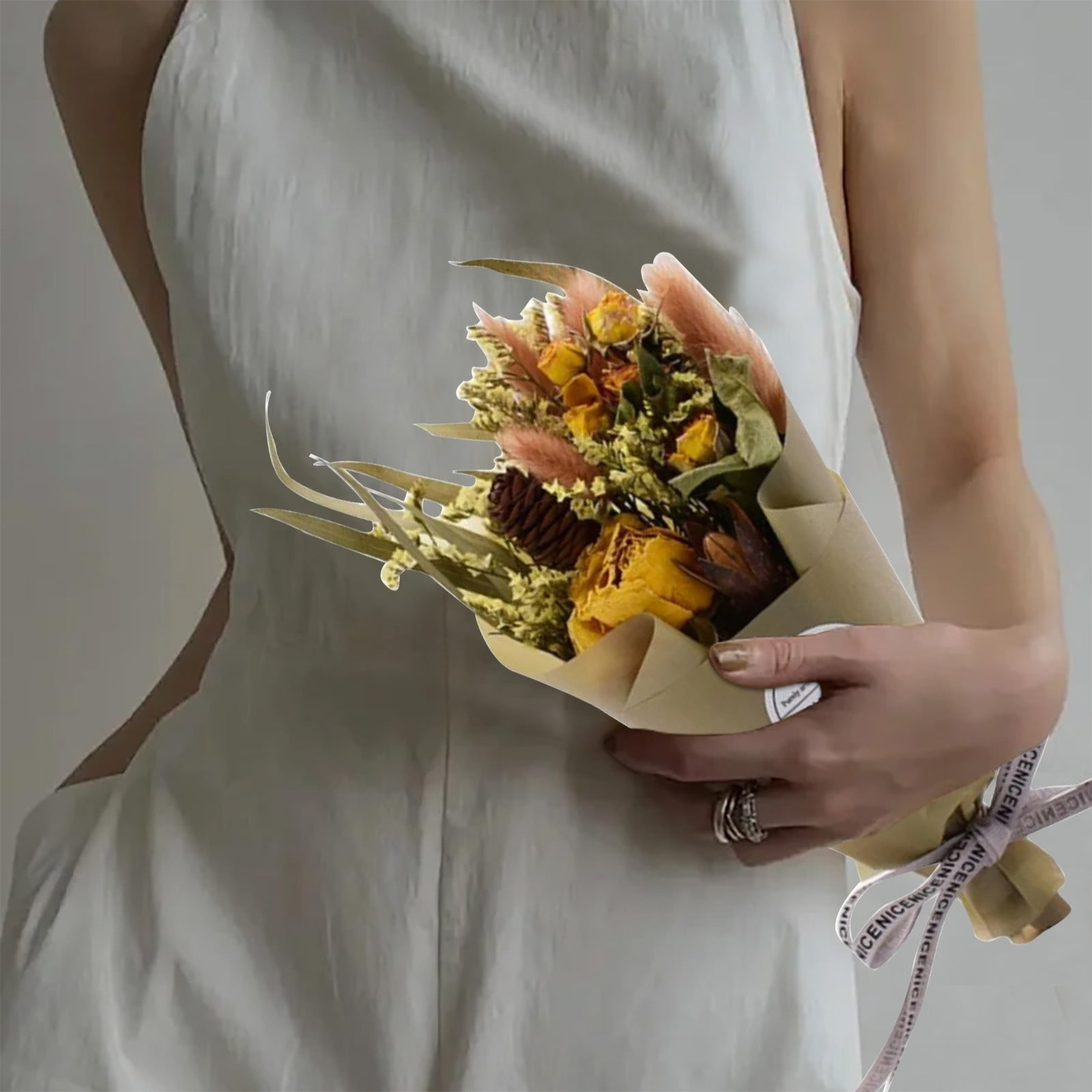 Artificial Flowers,Natural Bouquet Of Dried Flowers And Grasses Bouquet ...