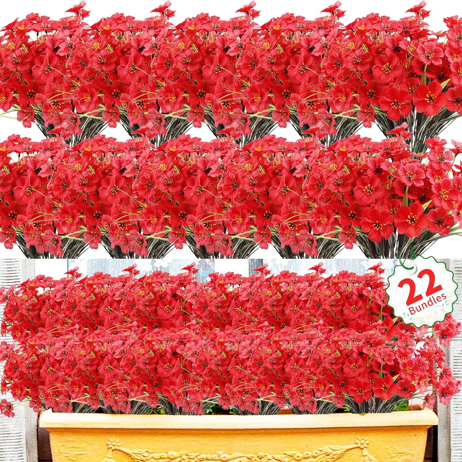 Artificial Flowers Outdoor,10 Bundles Faux Flowers UV Resistant,Faux ...