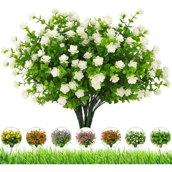 "Artificial Flowers Outdoor, 8 Bundles UV Resistant Outdoor Fake ...