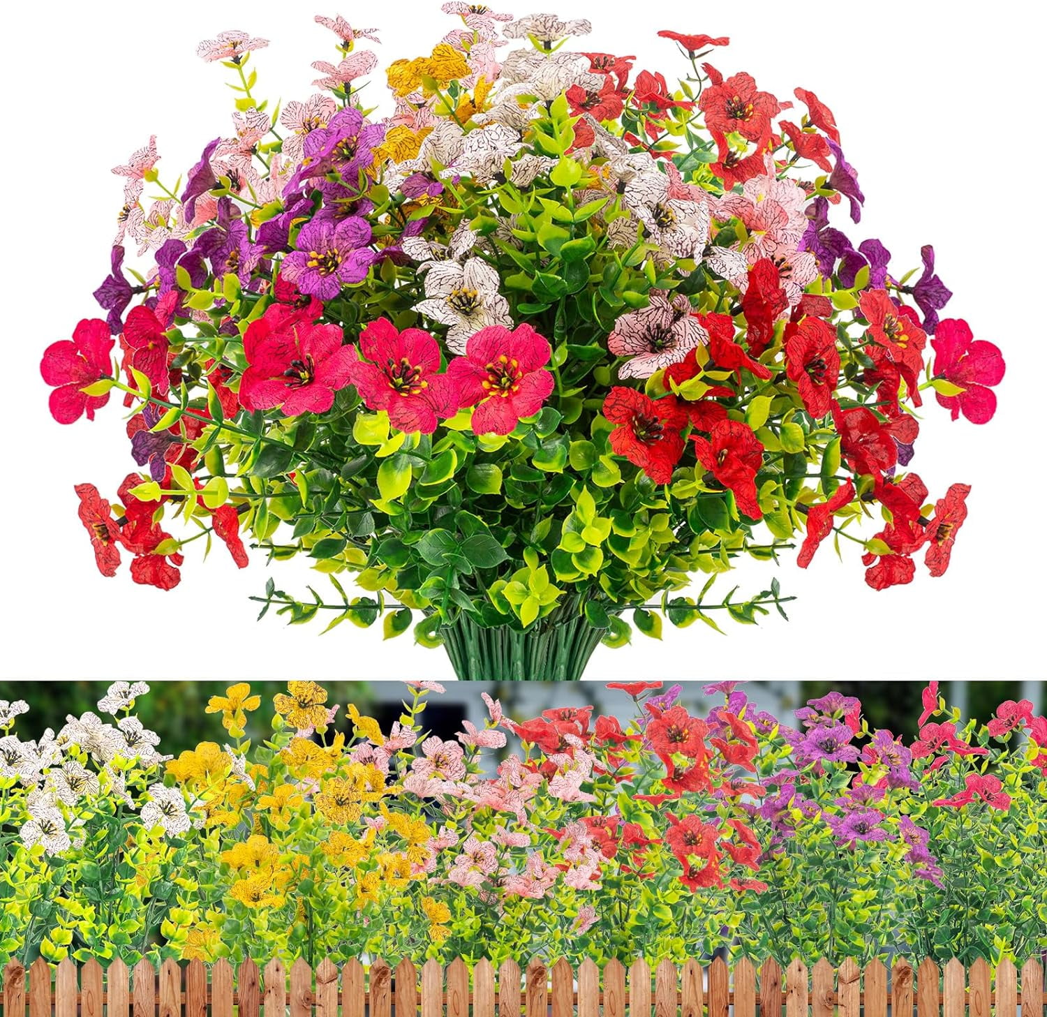 Artificial Flowers Outdoor No Fade UV Resistant Fake Plastic Flowers ...