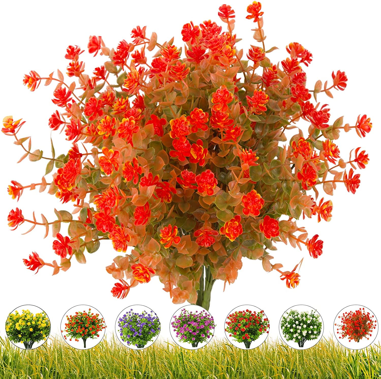 Artificial Flowers Outdoor Fake Flower - 20 Bundles Faux Plastic ...