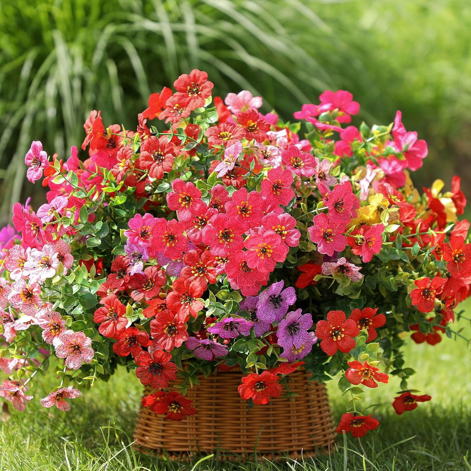 Artificial Flowers Outdoor, Faux Silk Flowers Plastic Plants for ...