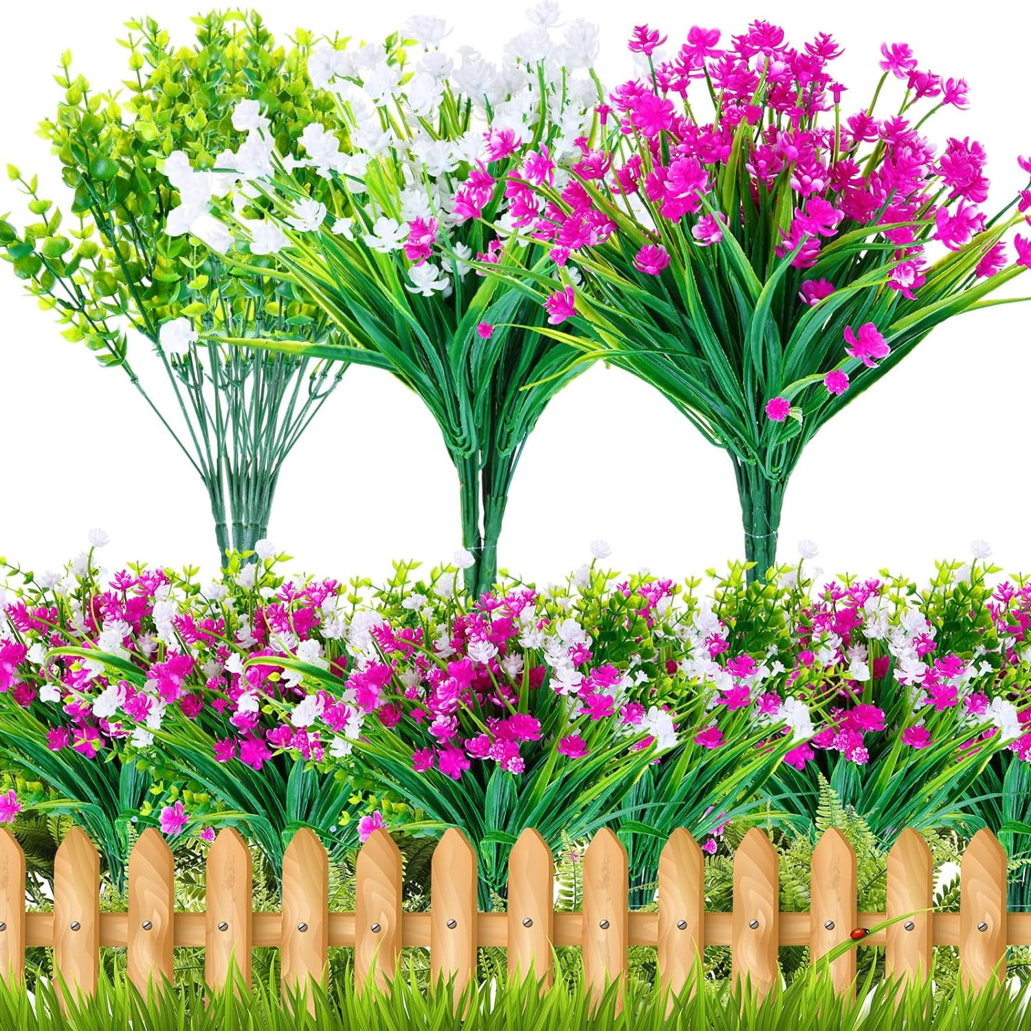 Artificial Flowers Outdoor Flowers UV Resistant Fake Plants Faux ...