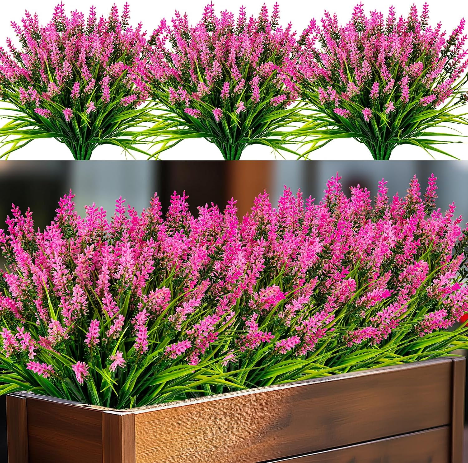 Artificial Flowers for Outdoor Plants 6 Bundles Fake Lavender Plastic ...