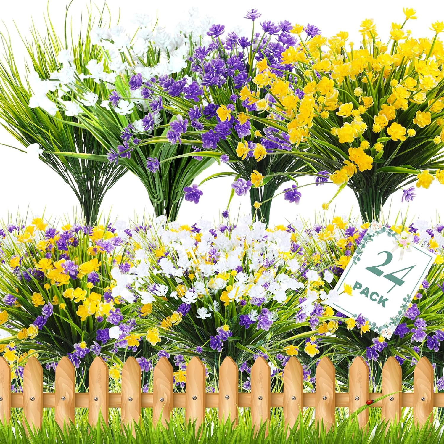 Artificial Flowers Outdoor Flowers UV Resistant Fake Plants Faux ...