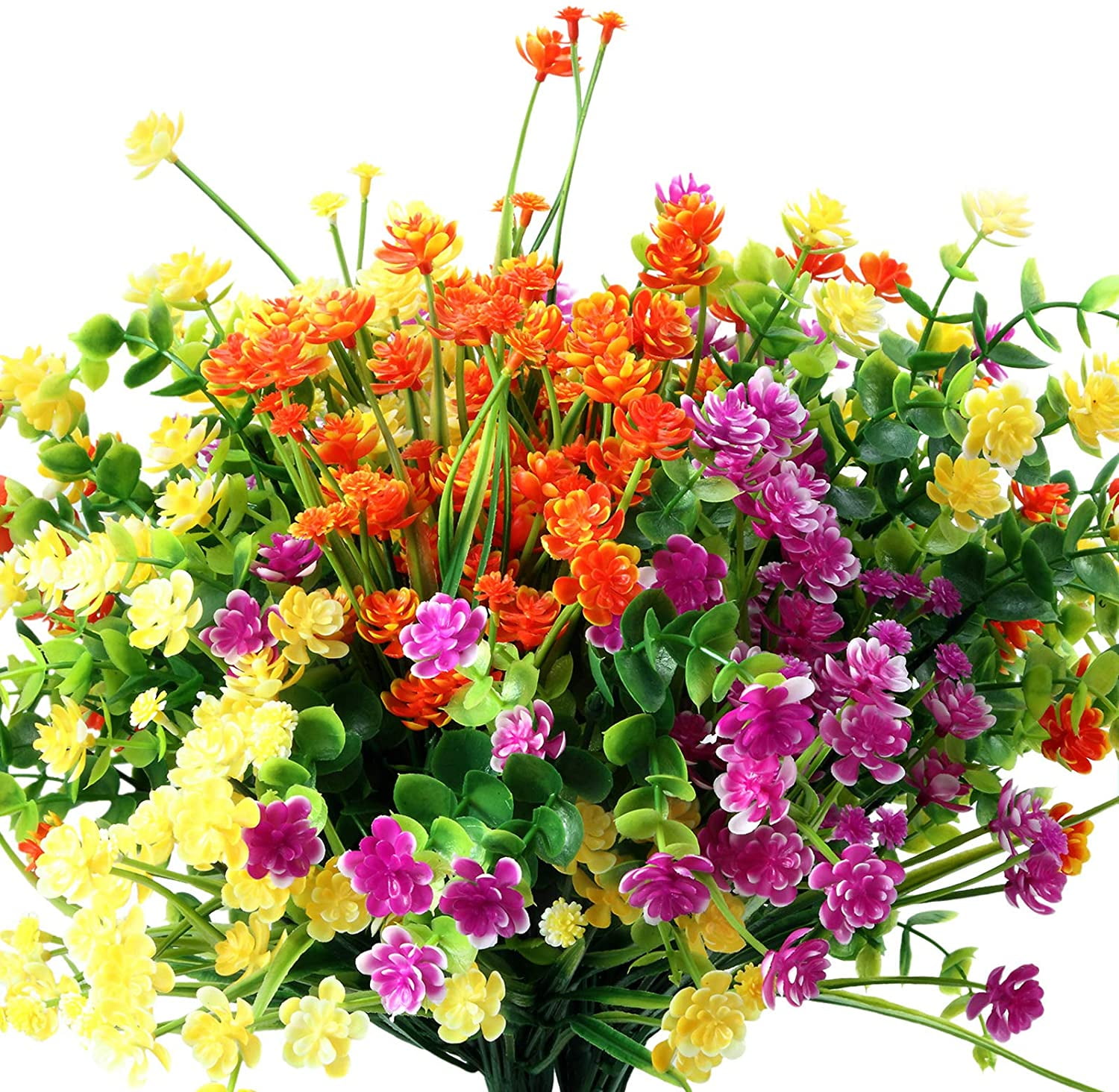 Artificial Flowers Outdoor, UV Resistant Faux Artificial Plants Shrubs ...