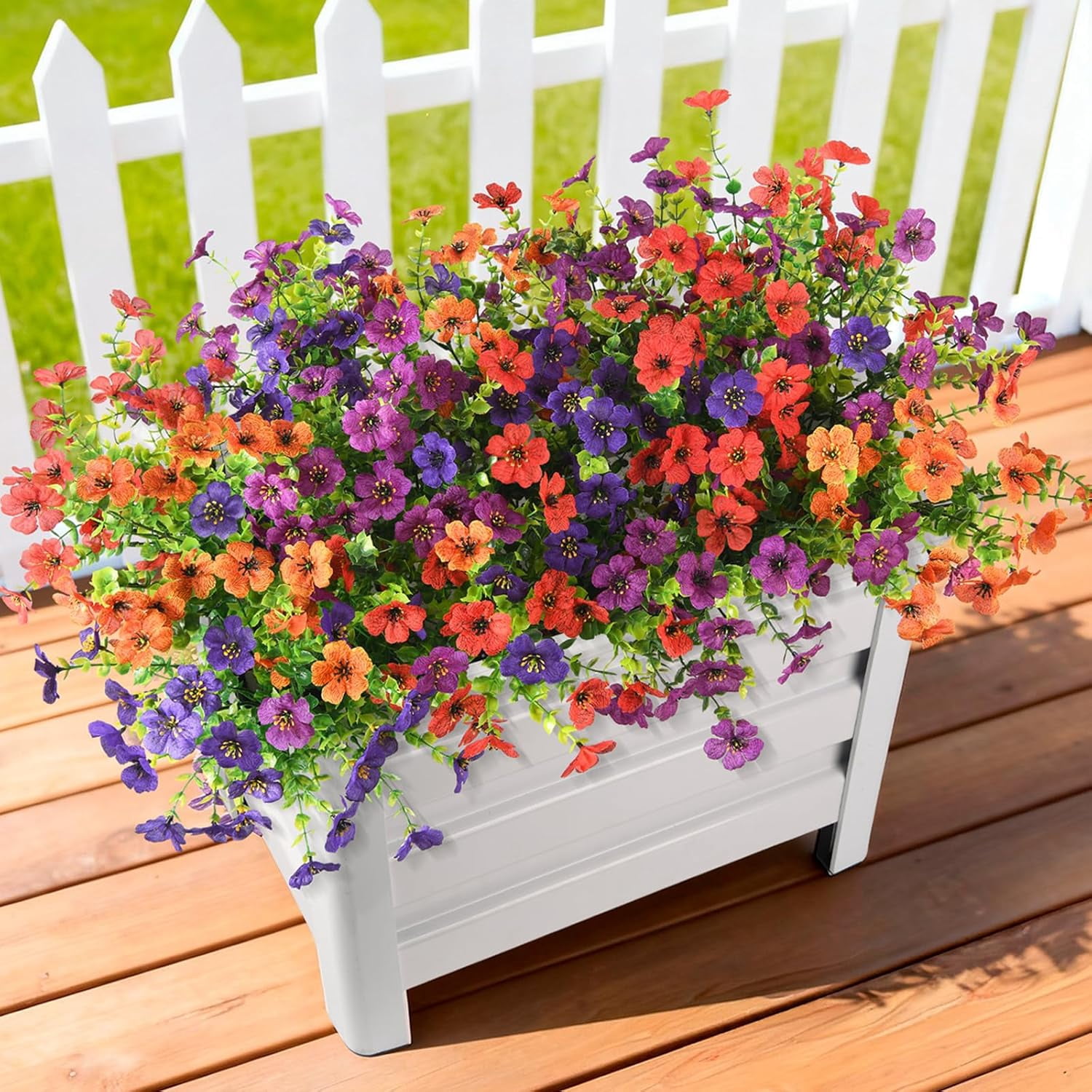 Artificial Flowers for Outdoors, 12 Bundles Multicolor Silk Fake Flower ...