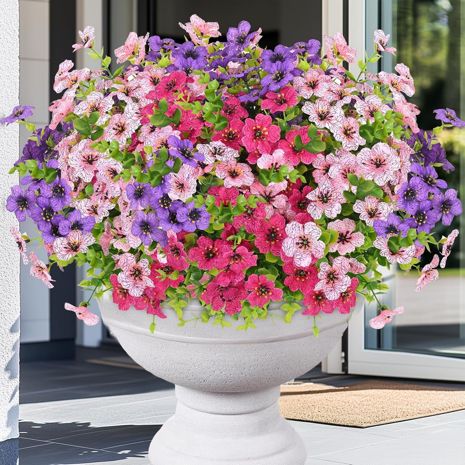 Artificial Flowers for Outdoors, 18 Bundles Artificial Plants & Flowers ...