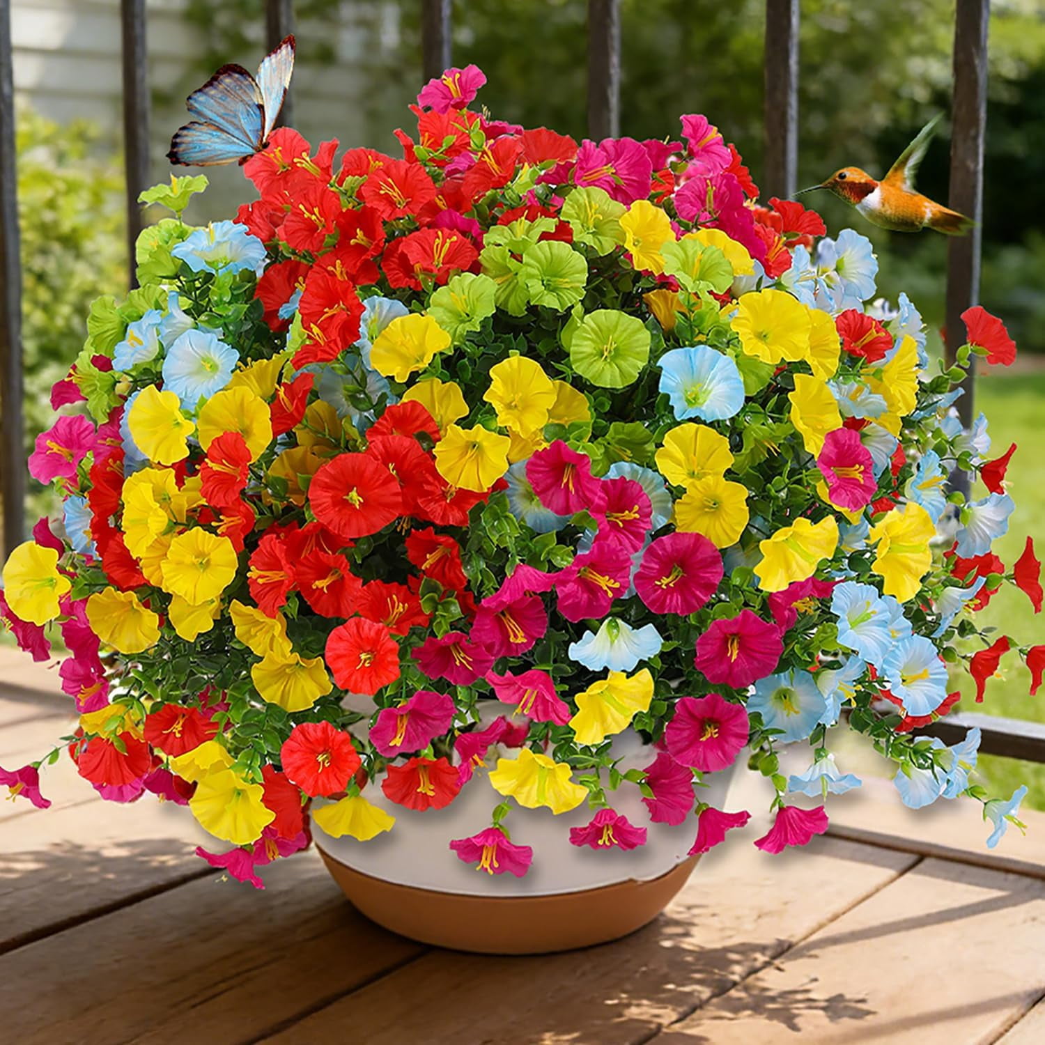 Artificial Flowers for Outdoors, 20 Bundles UV Resistant Faux Flowers ...