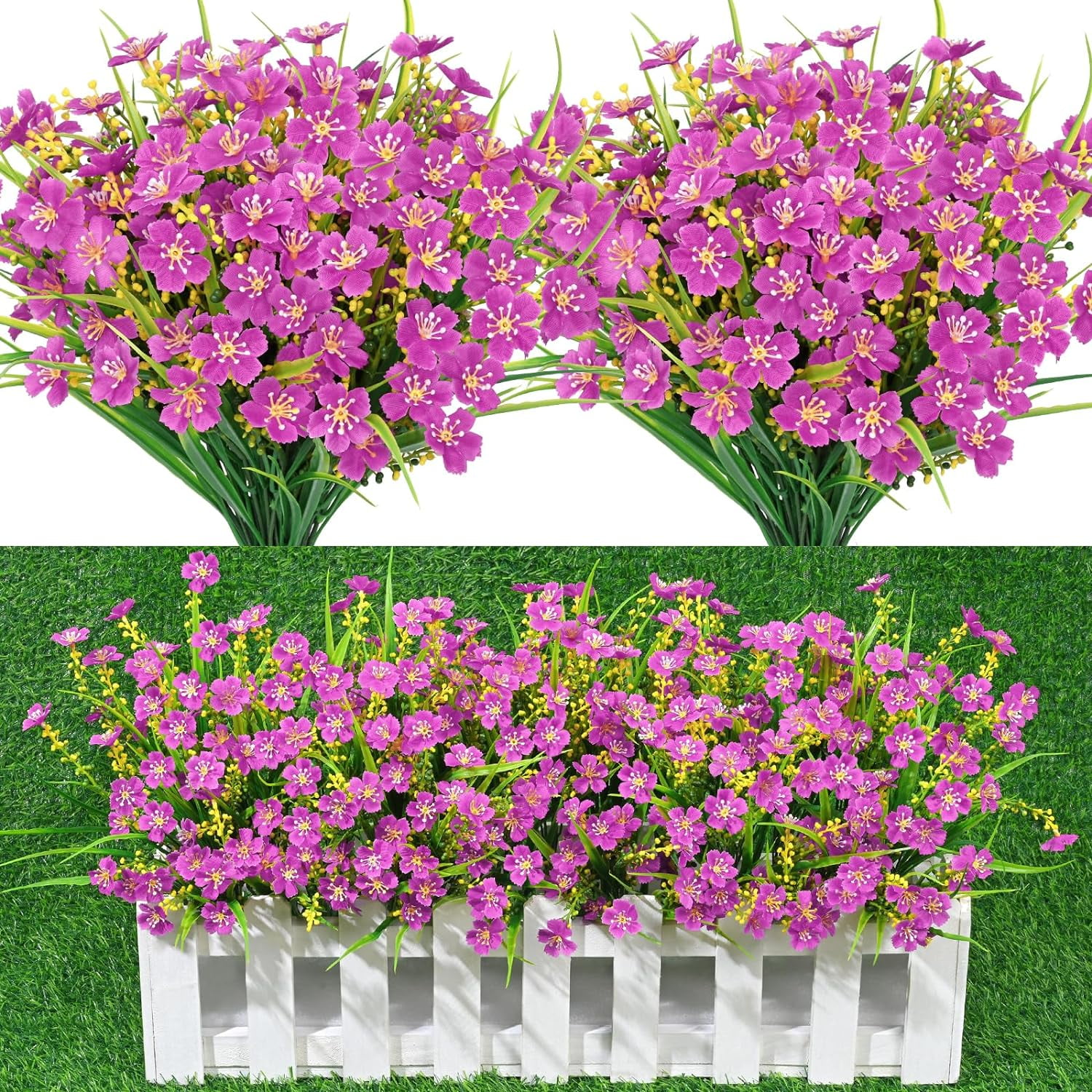 Artificial Flowers for Outdoors, 24 Bundles Fake Flowers, Artificial ...