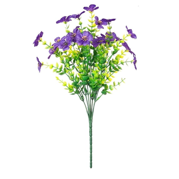 Artificial Flowers for Outdoors,7-Branch Eucalyptus and Violet Bundle ...