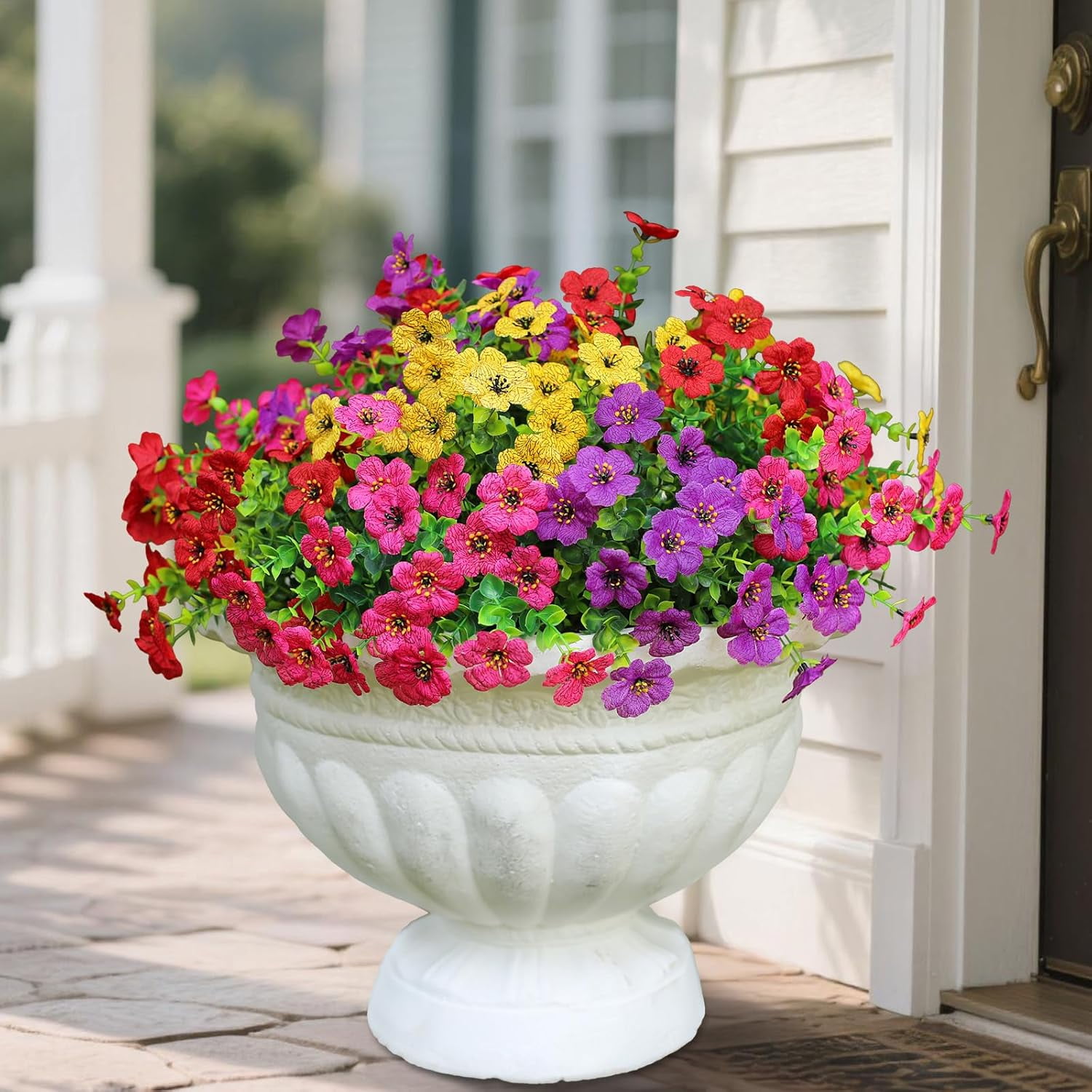 Artificial Flowers for Outdoors, Fake Faux Plants Outside Realistic ...