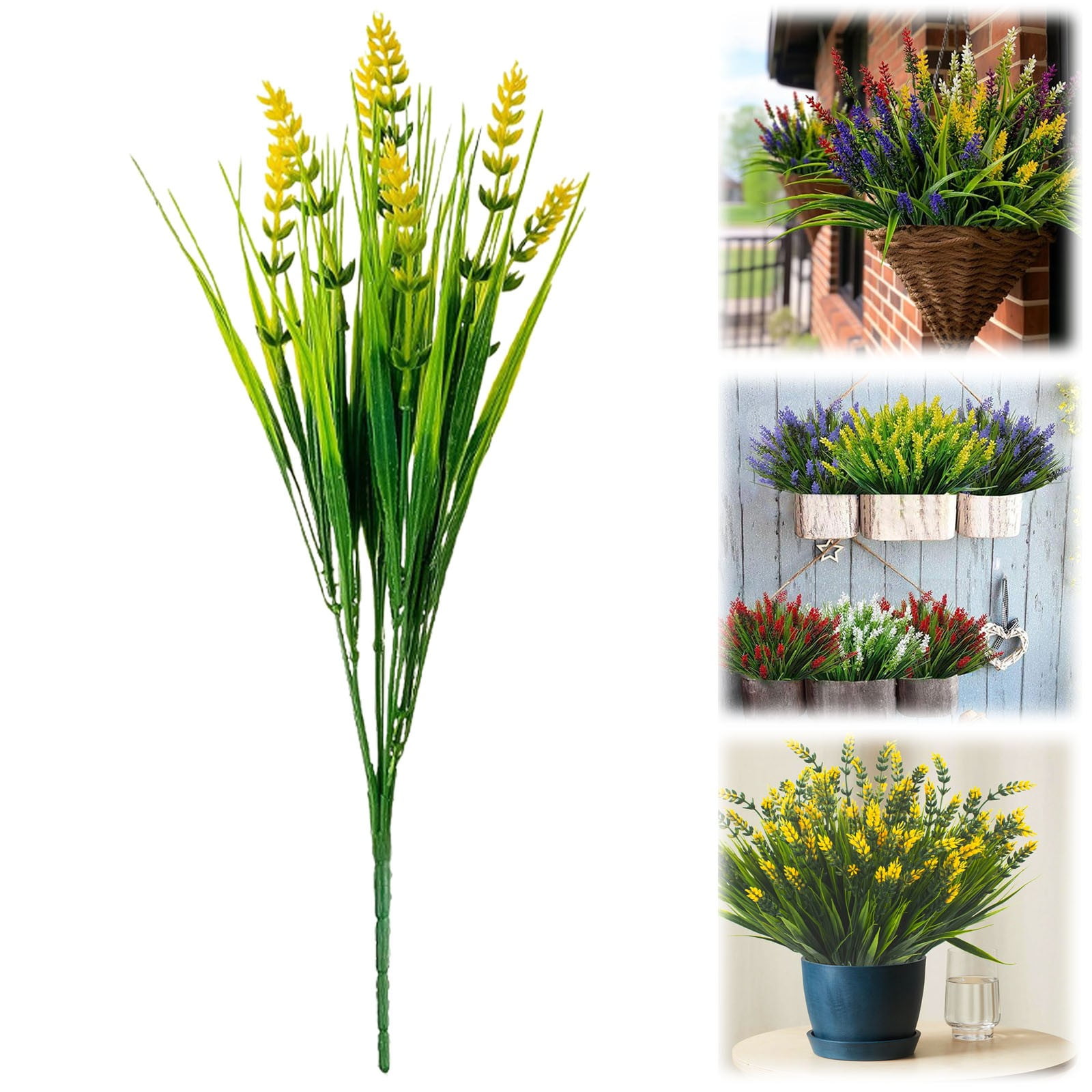 Artificial Flowers for Outdoors, Fake Lavender Flowers Monkey Grass ...
