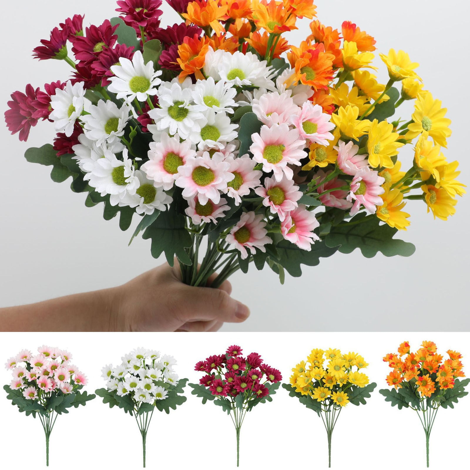 Artificial Flowers for Outdoors Faux Mums UV Resistant Plastic Fall ...