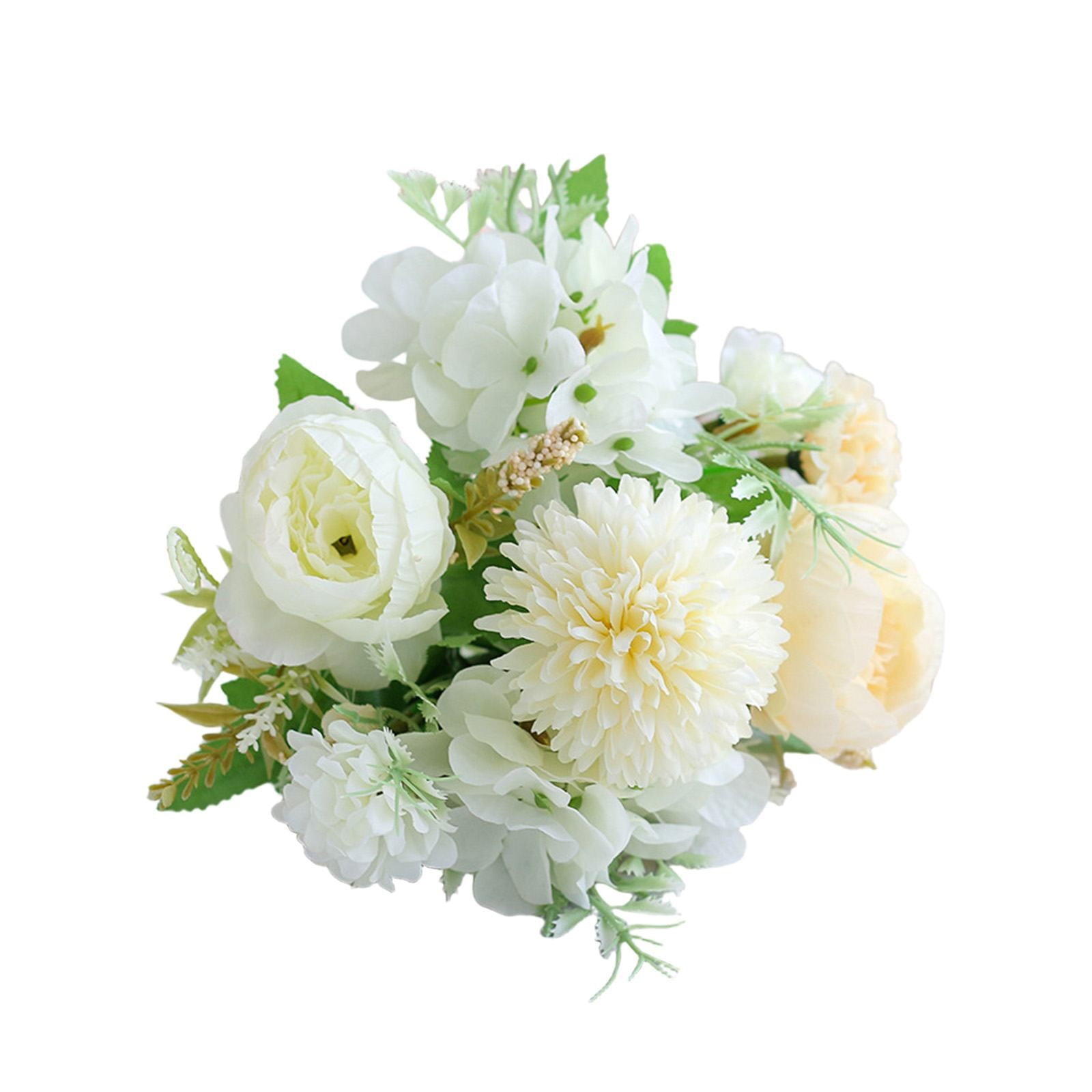 Artificial Flowers Peonies Bouquet, Mixed Faux Silk Flowers for Table ...