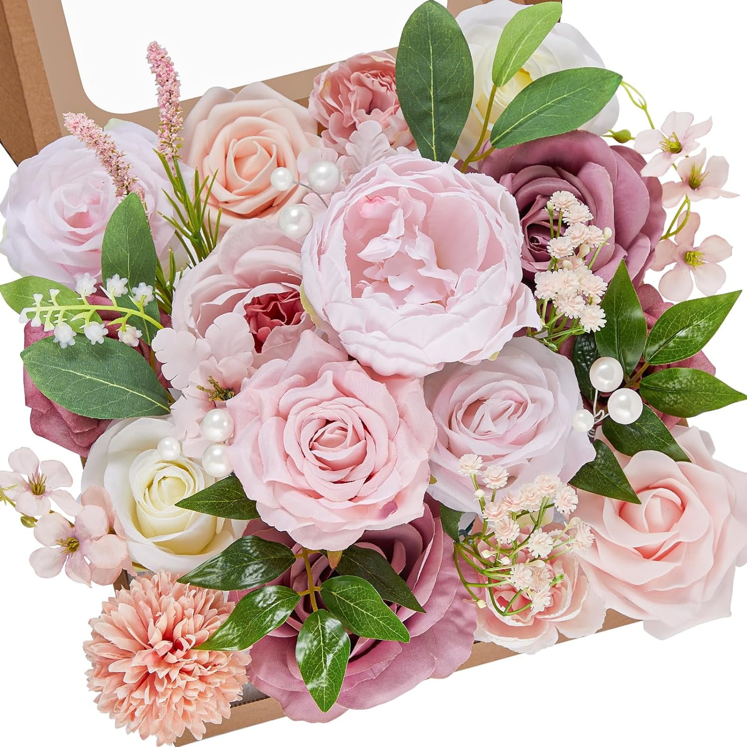 Artificial Flowers Pink Silk Flower Combo Box Set for DIY Wedding ...