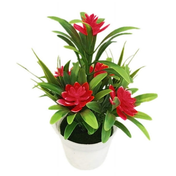 Artificial Flowers Plant Pot Simulate Fake Plastic Flowers Home Office ...