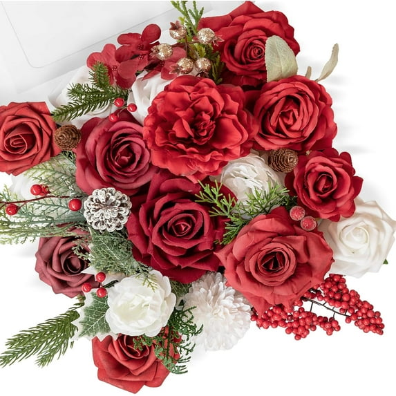 Artificial Flowers Poinsettia Faux Flowers Bulk for DIY Bridal Wedding ...