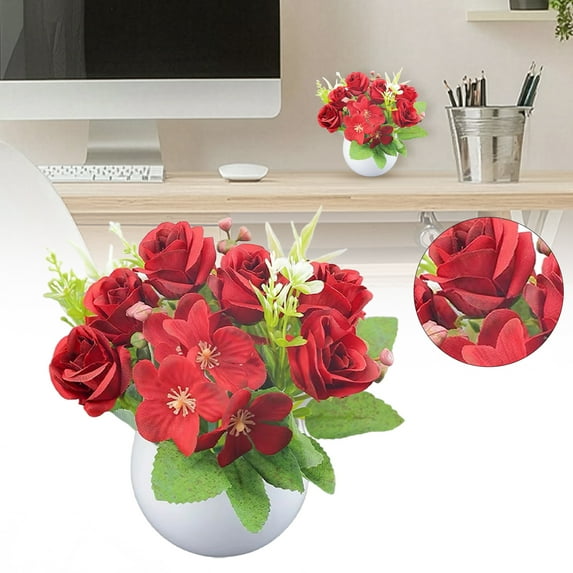 Artificial Flowers Potted Plants Flowers in POTS Decorate Home Bathroom ...