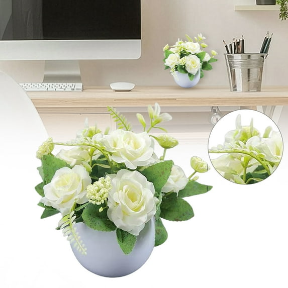 Artificial Flowers Potted Plants for Valentine Decorations Indoor ...