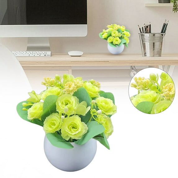 Artificial Flowers Potted Plants for Valentine Decorations Indoor ...