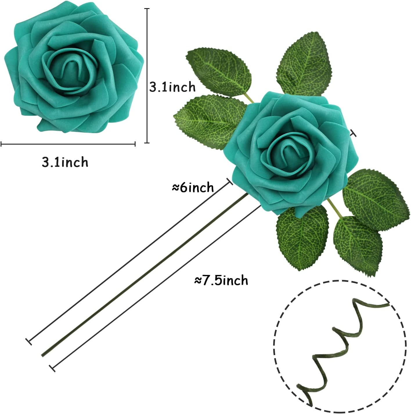 Artificial Flowers Realistic Roses, 25Pcs Real Looking Fake Roses With ...
